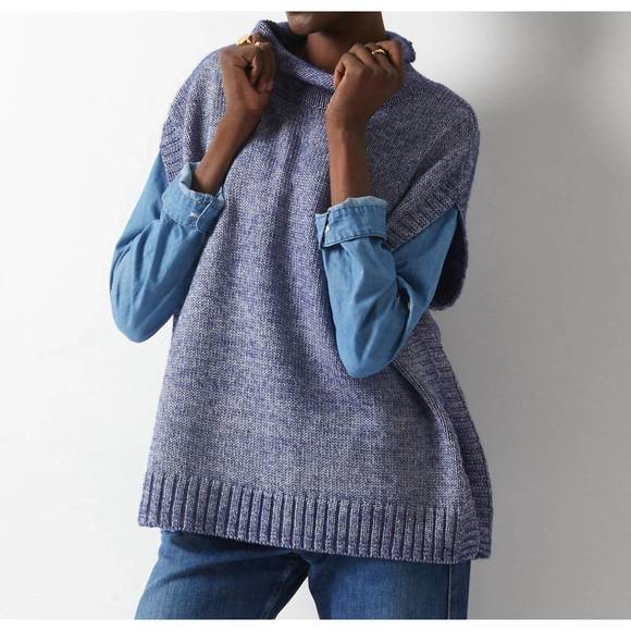 Zaket & Plover | Sweaters | New Zaket Plover Mouline Poncho In Navy ...